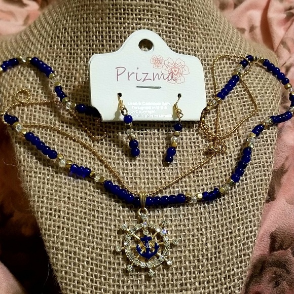 Prizma | Jewelry | Prima Nautical Navy Blue Necklace Set | Poshmark